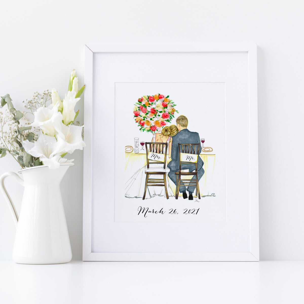 The Bride and Groom Art Print – Melsy's Illustrations